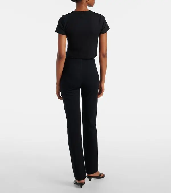 LESET Kelly Cropped Cotton-blend Jersey T-shirt - Black
