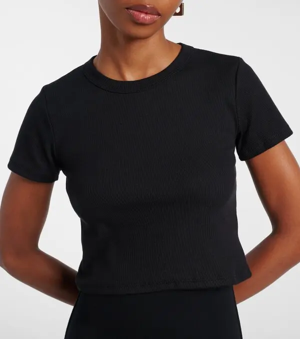 LESET Kelly Cropped Cotton-blend Jersey T-shirt - Black
