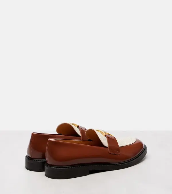Chloé Marcie Leather And Canvas Loafers - Brown