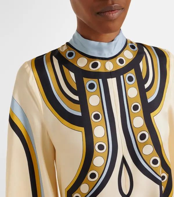 La DoubleJ Magnifico Printed Silk Twill Maxi Dress - Yellow
