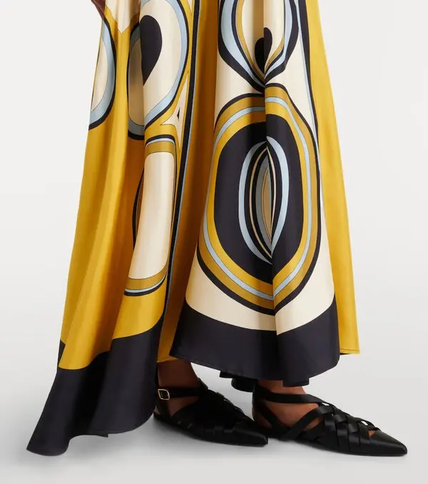 La DoubleJ Magnifico Printed Silk Twill Maxi Dress - Yellow