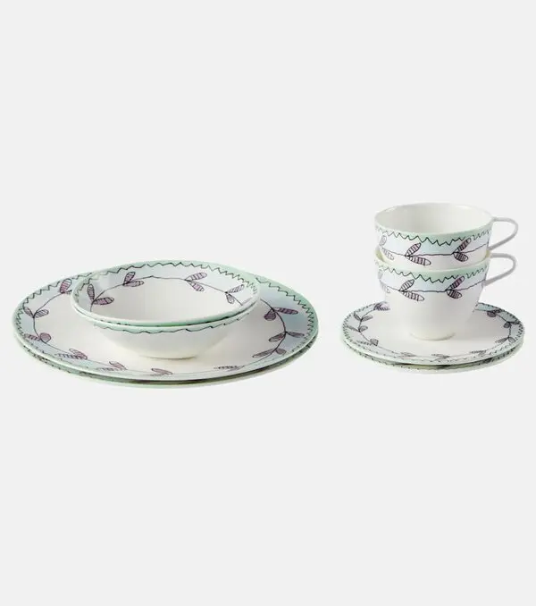 SERAX Midnight Flowers Blossom Milk Porcelain Breakfast Set Marni - White