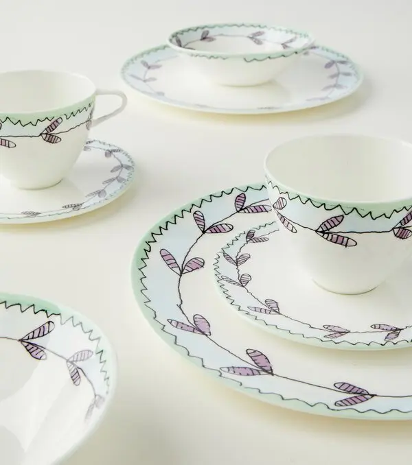SERAX Midnight Flowers Blossom Milk Porcelain Breakfast Set Marni