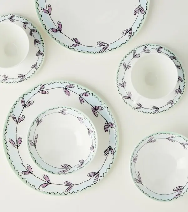 SERAX Midnight Flowers Blossom Milk Porcelain Breakfast Set Marni