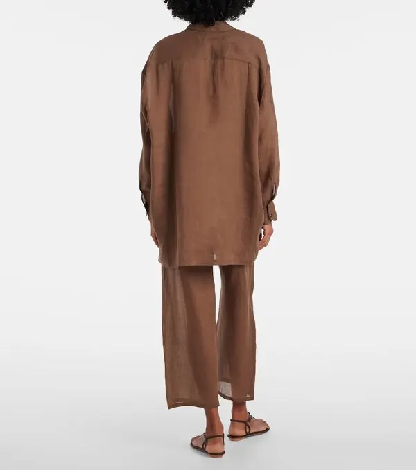 LESET Niko Oversized Ramie Shirt - Brown