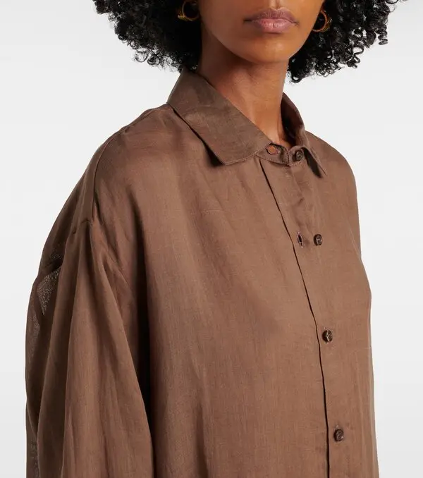 LESET Niko Oversized Ramie Shirt - Brown