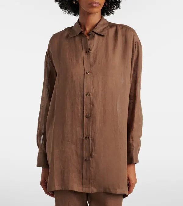 LESET Niko Oversized Ramie Shirt - Brown