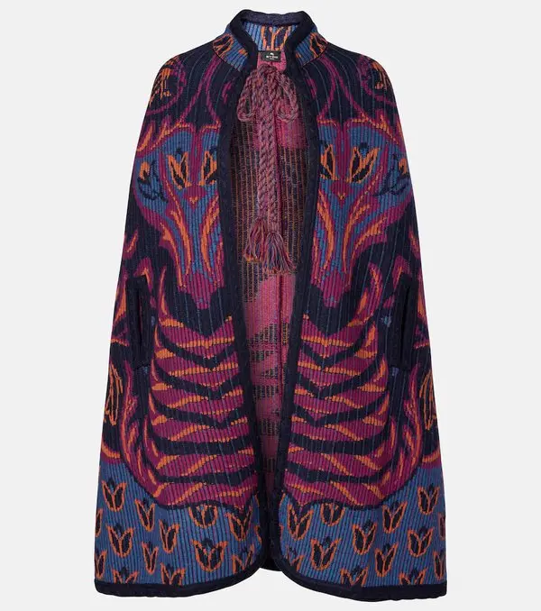 Etro Jacquard Wool And Cotton-blend Cape