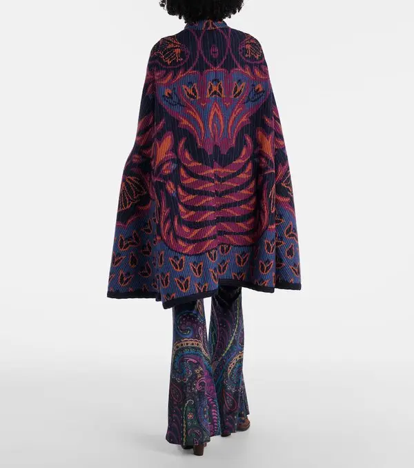 Etro Jacquard Wool And Cotton-blend Cape