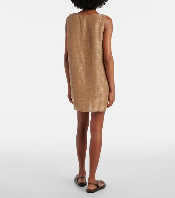 LESET Stella Sequined Linen-blend Minidress - Gold