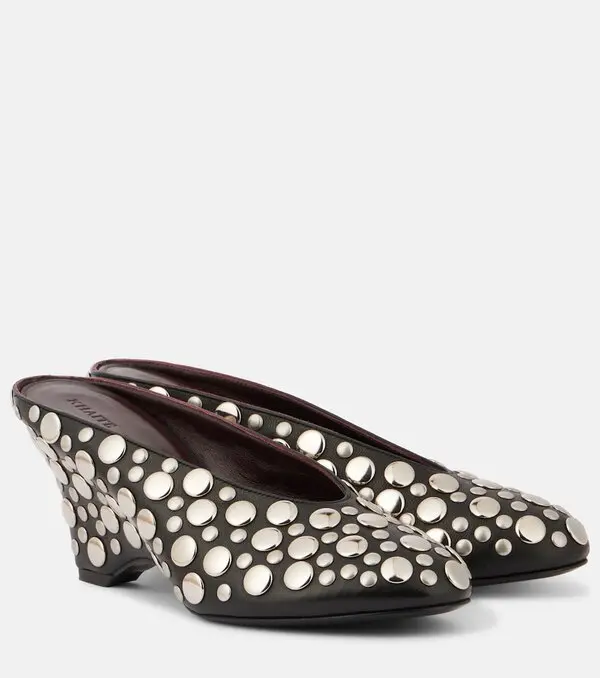 Khaite Cloak 75 Studded Wedge Mules - Black