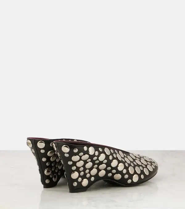 Khaite Cloak 75 Studded Wedge Mules - Black