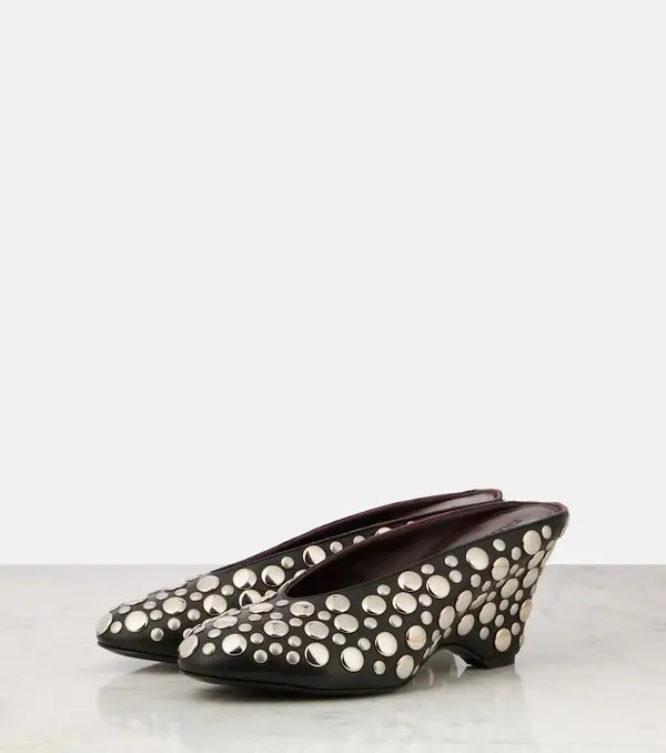 Khaite Cloak 75 Studded Wedge Mules - Black