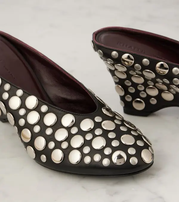Khaite Cloak 75 Studded Wedge Mules - Black