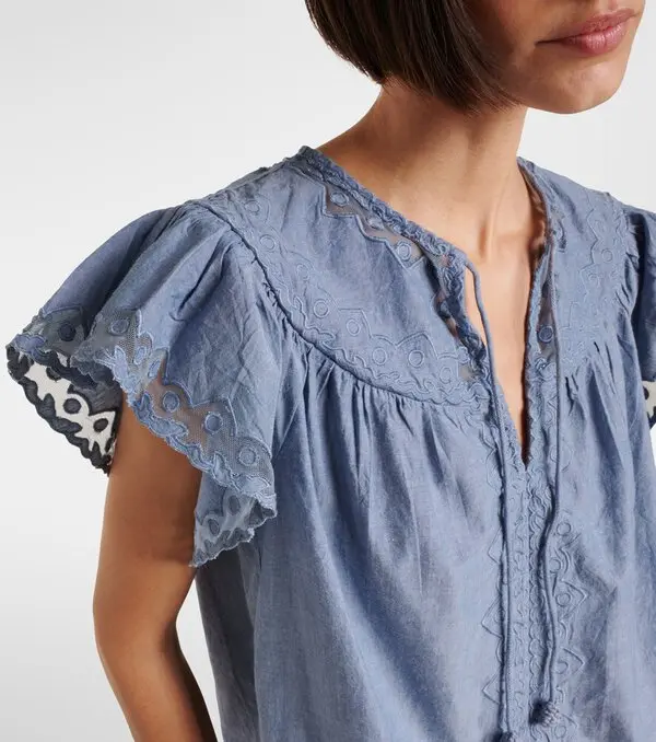 Ulla Johnson Effie Lace-trimmed Cotton Top