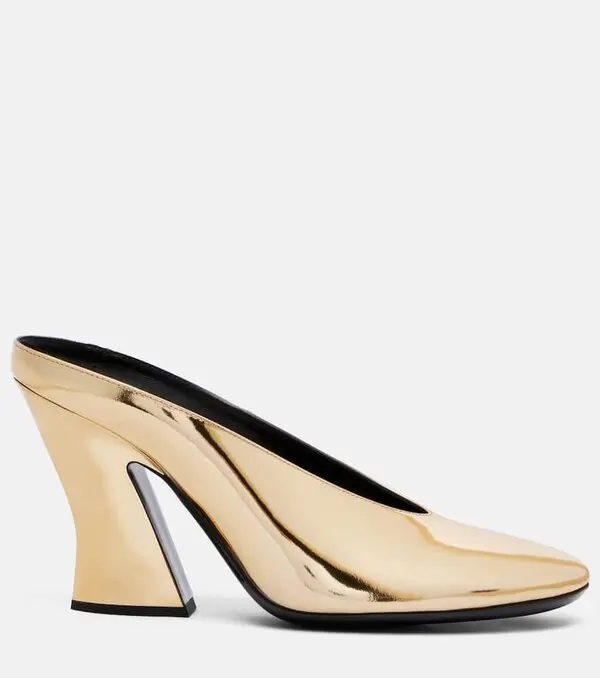 Givenchy Sculpted 95 Mirrored Leather Mules - Gold