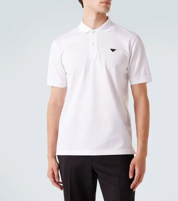 Prada Logo Cotton Polo Shirt - White