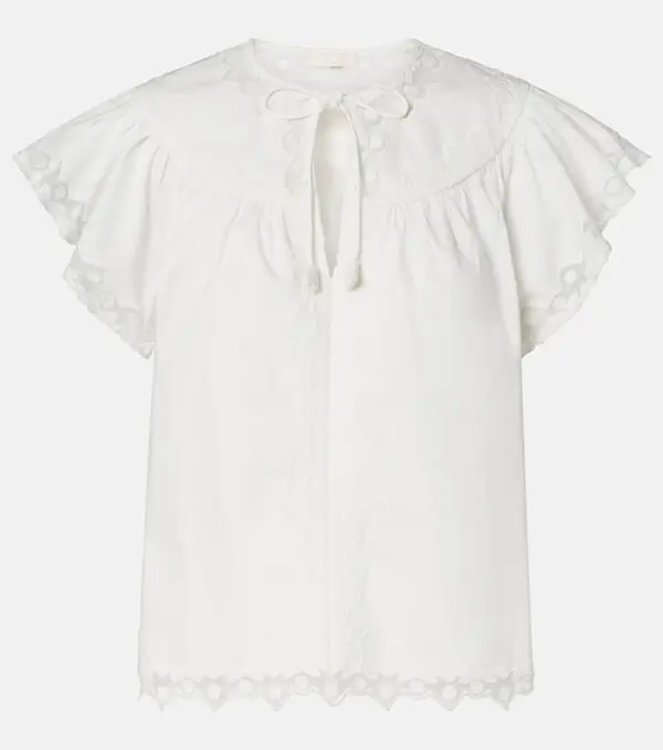 Ulla Johnson Effie Embroidered Cotton Top - White