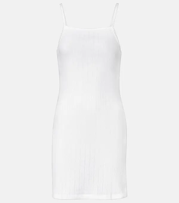 LESET Pointelle Cotton Minidress - White