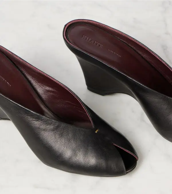 Khaite Cloak Wedge Mules - Black