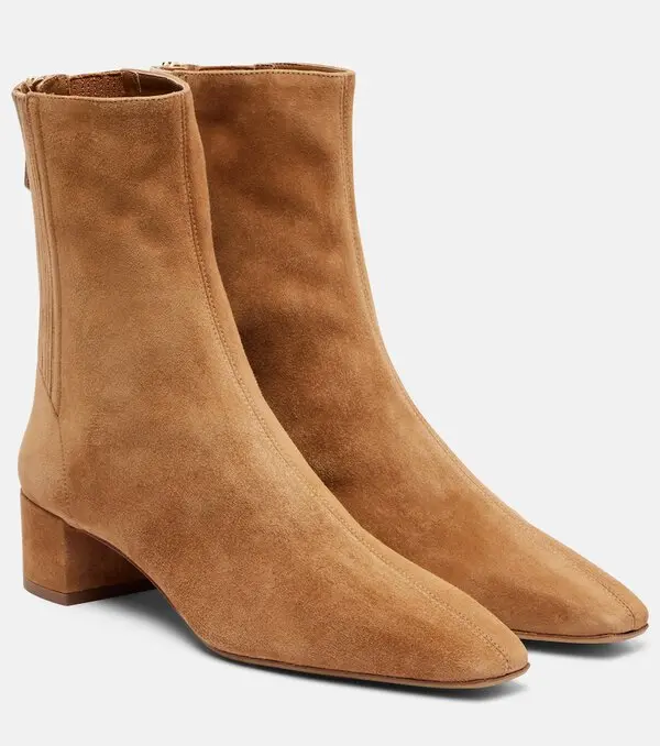AQUAZZURA Saint Honore 35 Suede Ankle Boots - Brown