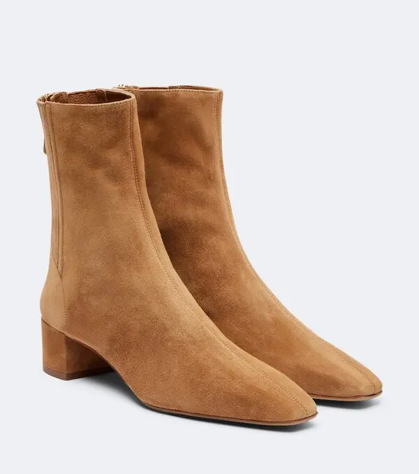 AQUAZZURA Saint Honore 35 Suede Ankle Boots - Brown