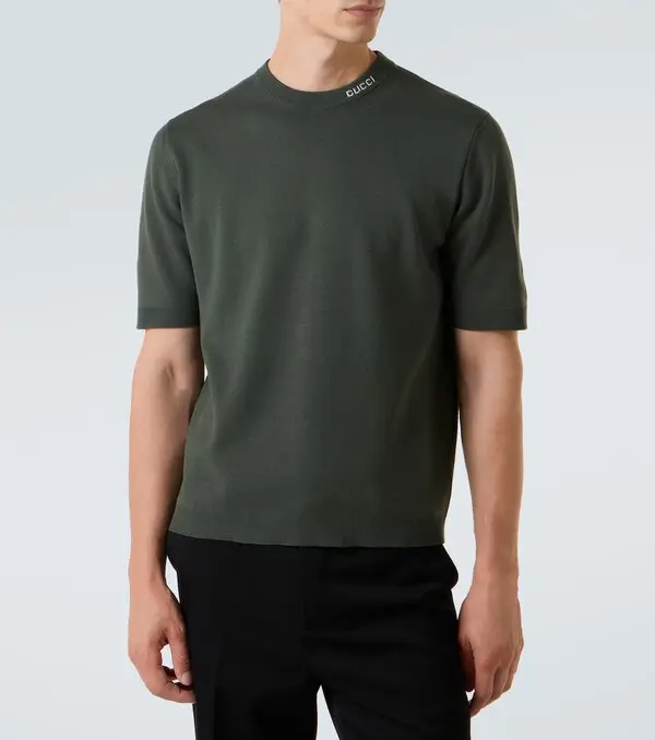 Gucci Logo Silk And Cotton T-shirt - Green