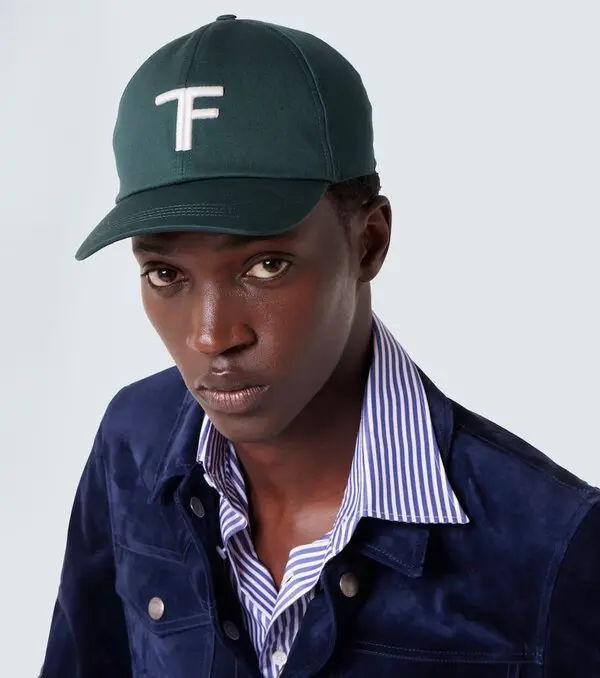 TOM FORD Tf Embroidered Leather-trimmed Baseball Cap - Green