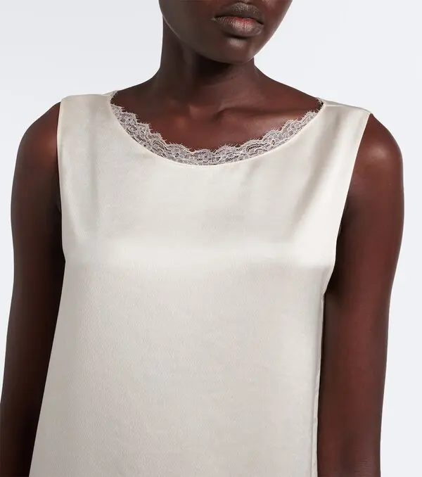 LESET Barb Lace-trimmed Satin Minidress - White