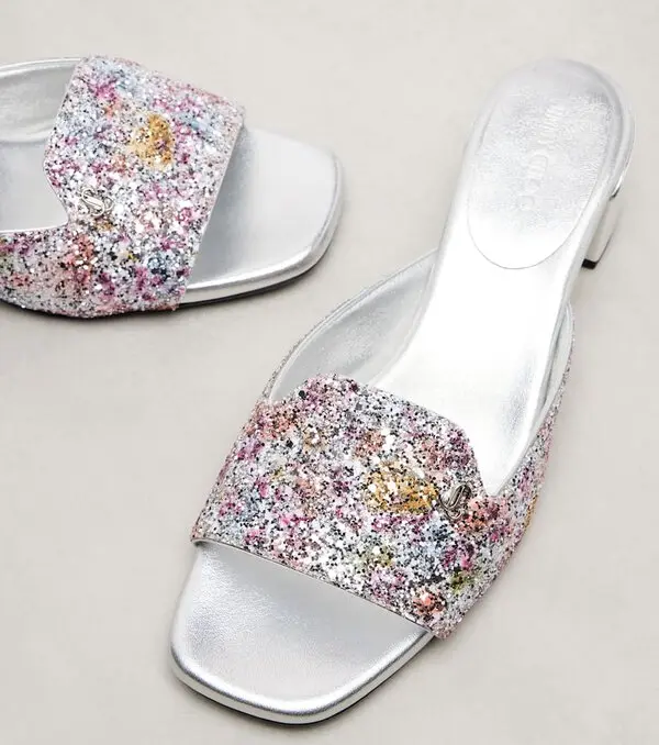 JIMMY CHOO Dina 45 Glitter Mules