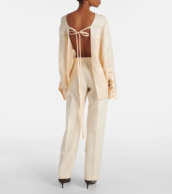 Khaite Callen Wool And Silk Straight Leg Pants