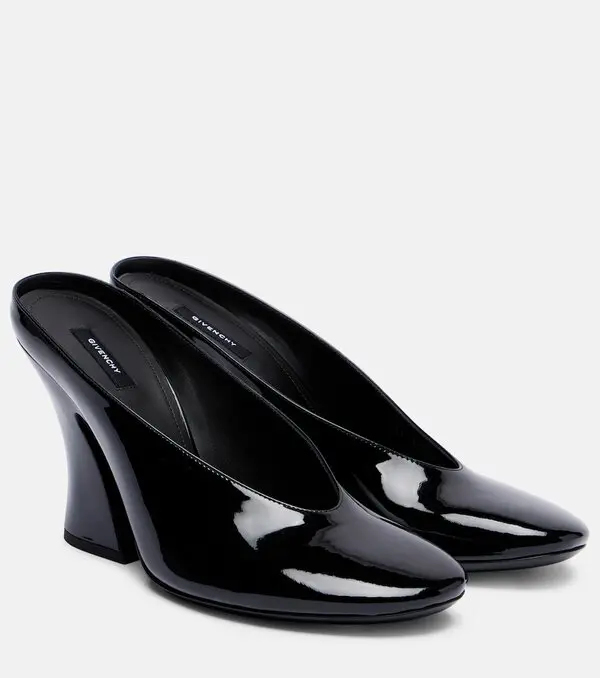 Givenchy Sculpted Patent Leather Mules - Black