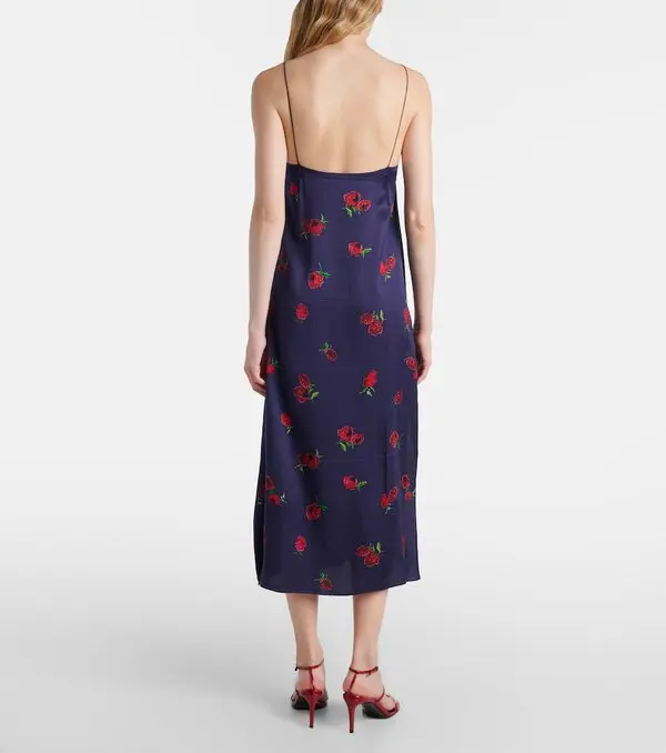 Khaite Sicily Printed Twill Slip Dress - Blue