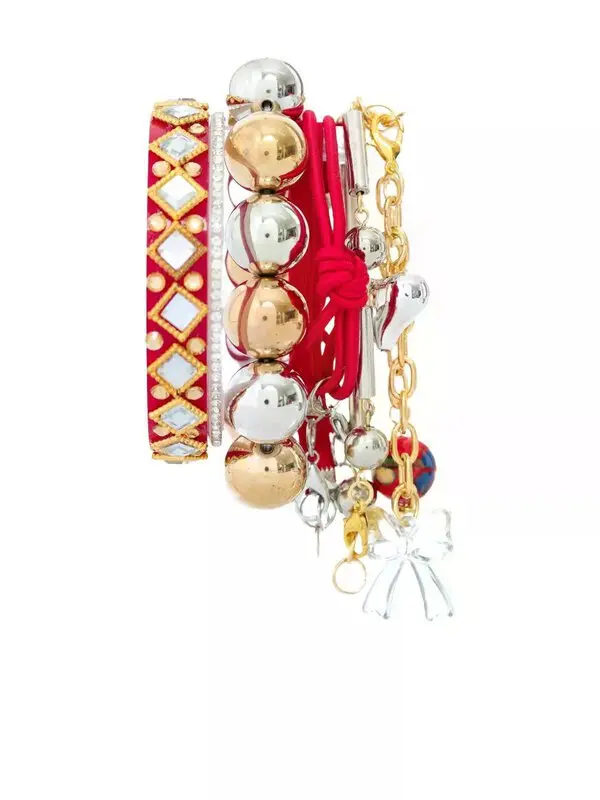 AMIR SLAMA Beaded Bow-embellished Bracelet - Red
