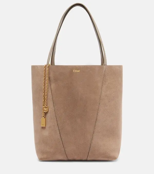 Chloé Spin Medium Suede Tote - Beige