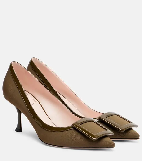ROGER VIVIER Viv In The City 65 Leather-trimmed Pumps