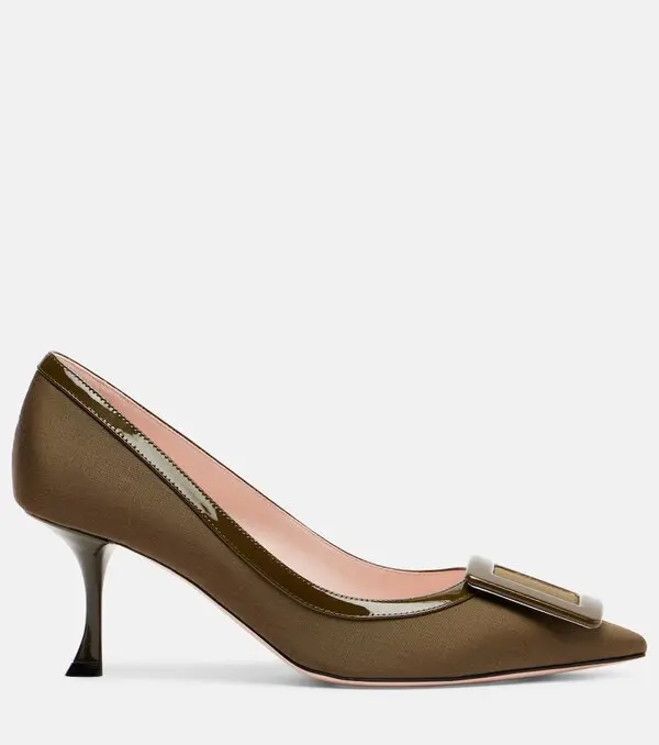 ROGER VIVIER Viv In The City 65 Leather-trimmed Pumps