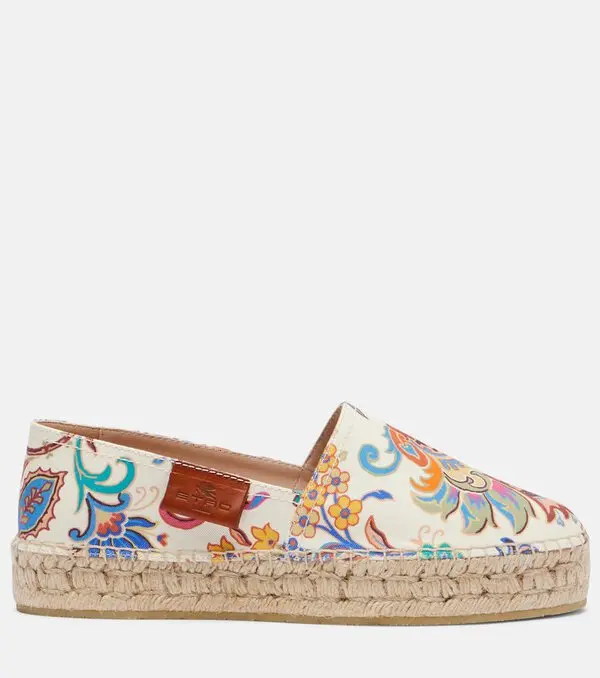 Etro Floral Print Espadrilles - White