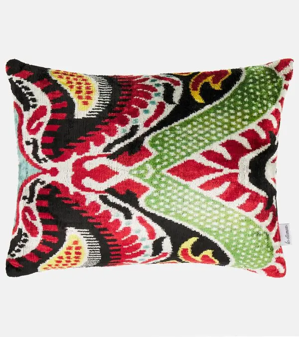LES-OTTOMANS Printed Silk And Cotton Velvet Cushion - Multicoloured