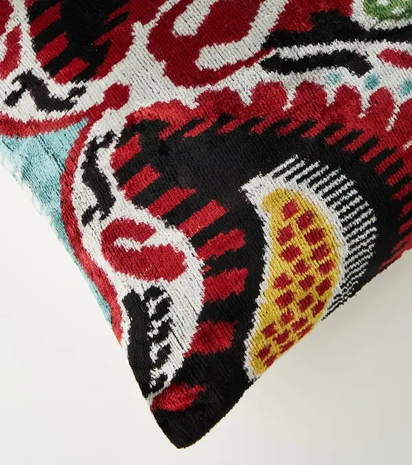 LES-OTTOMANS Printed Silk And Cotton Velvet Cushion - Multicoloured