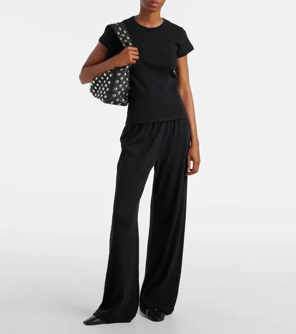 LESET Nando Ribbed-knit Cotton Sweatpants - Black