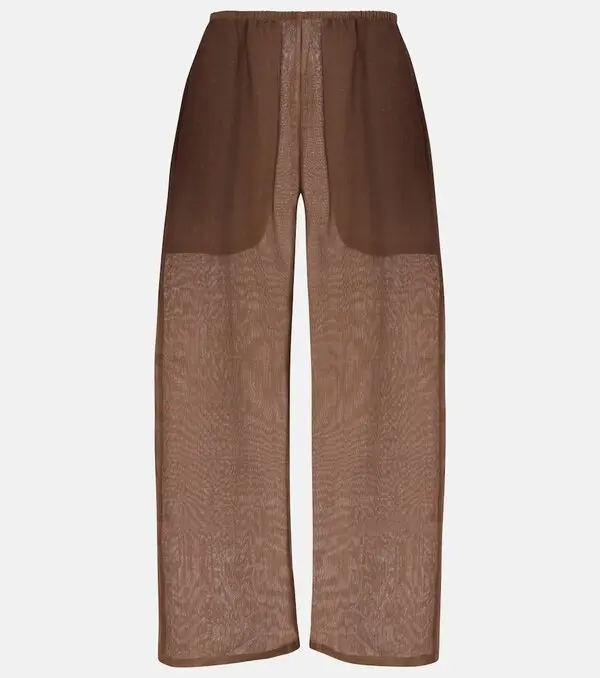 LESET Niko Ramie Cropped Barrel-leg Pants - Brown