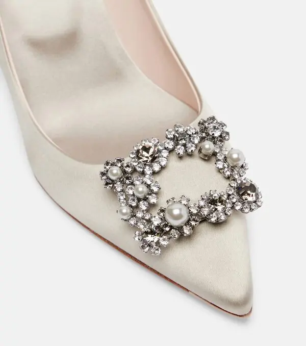 ROGER VIVIER Embellished Satin Pumps - Grey