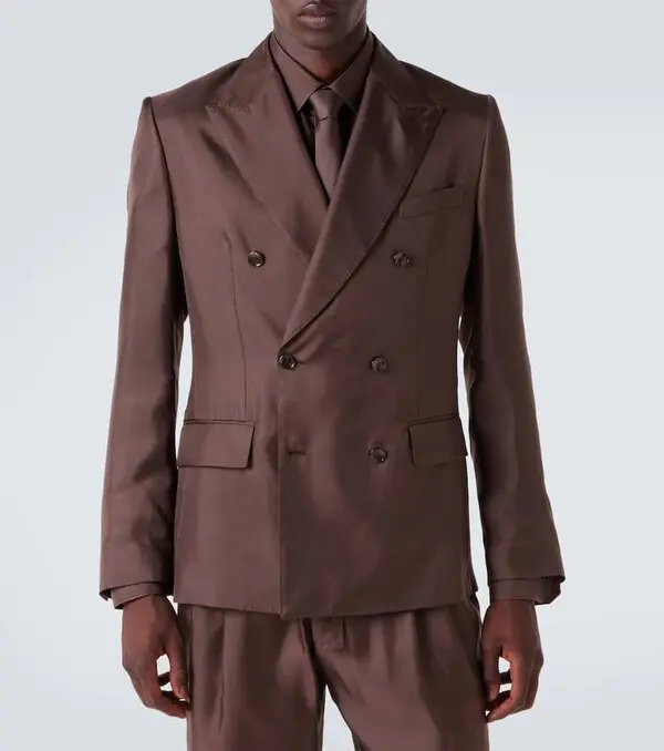 Dolce & Gabbana Double-breasted Silk Twill Blazer