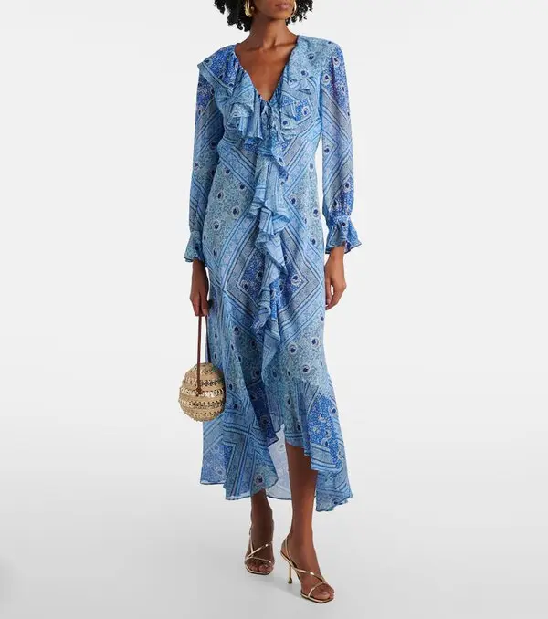 Rixo Gracye Ruffled Silk Maxi Dress