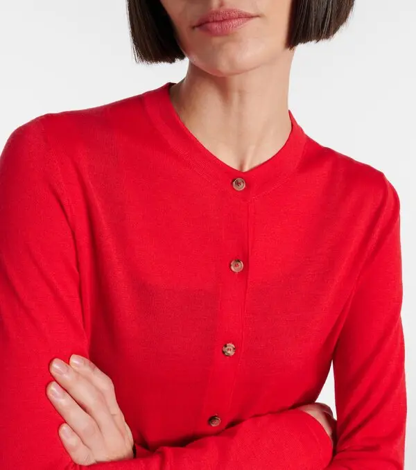 Khaite Brieta Wool-blend Cardigan - Red