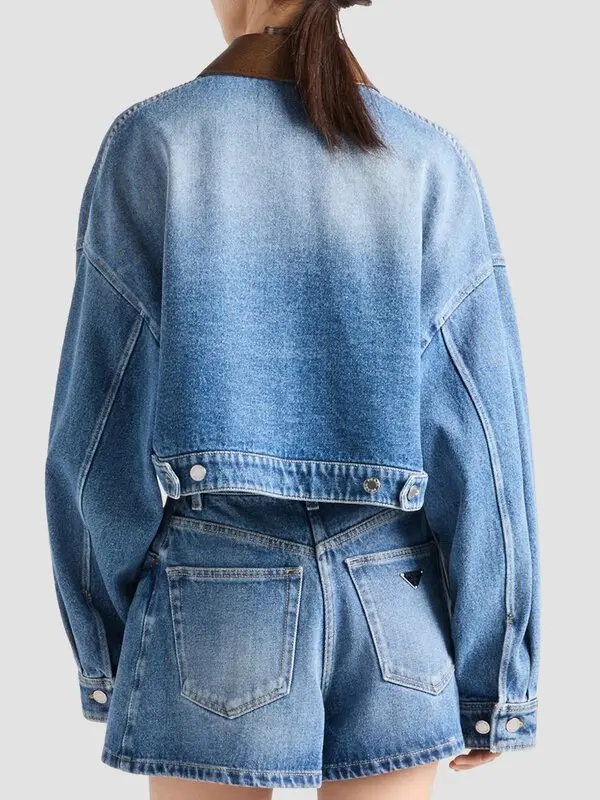 Prada Cropped Denim Jacket - Blue