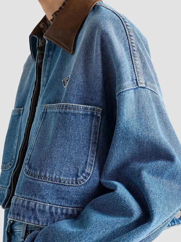 Prada Cropped Denim Jacket - Blue