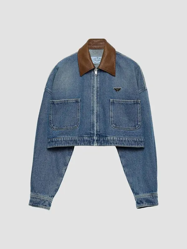 Prada Cropped Denim Jacket - Blue