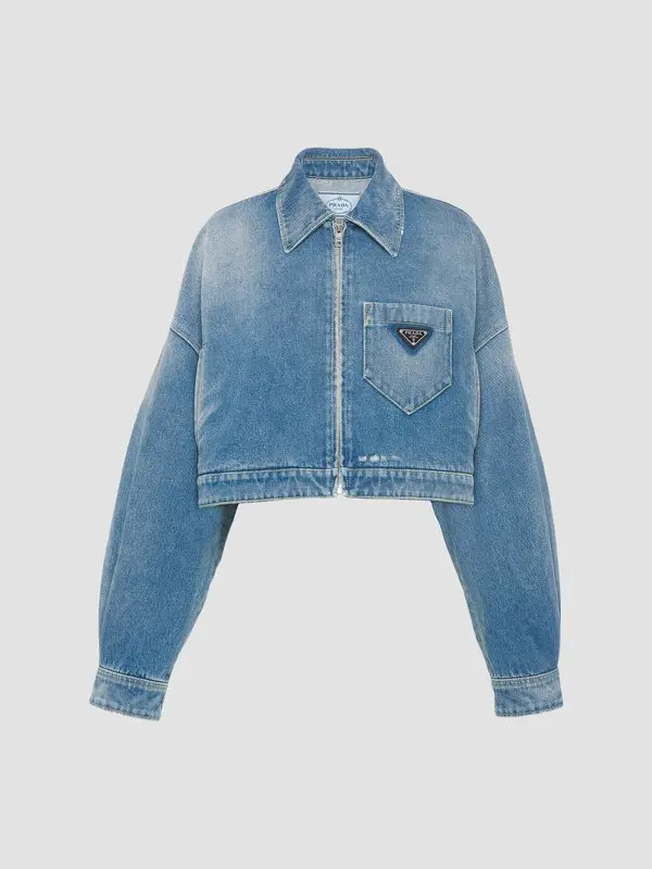 Prada Cropped Denim Jacket - Blue